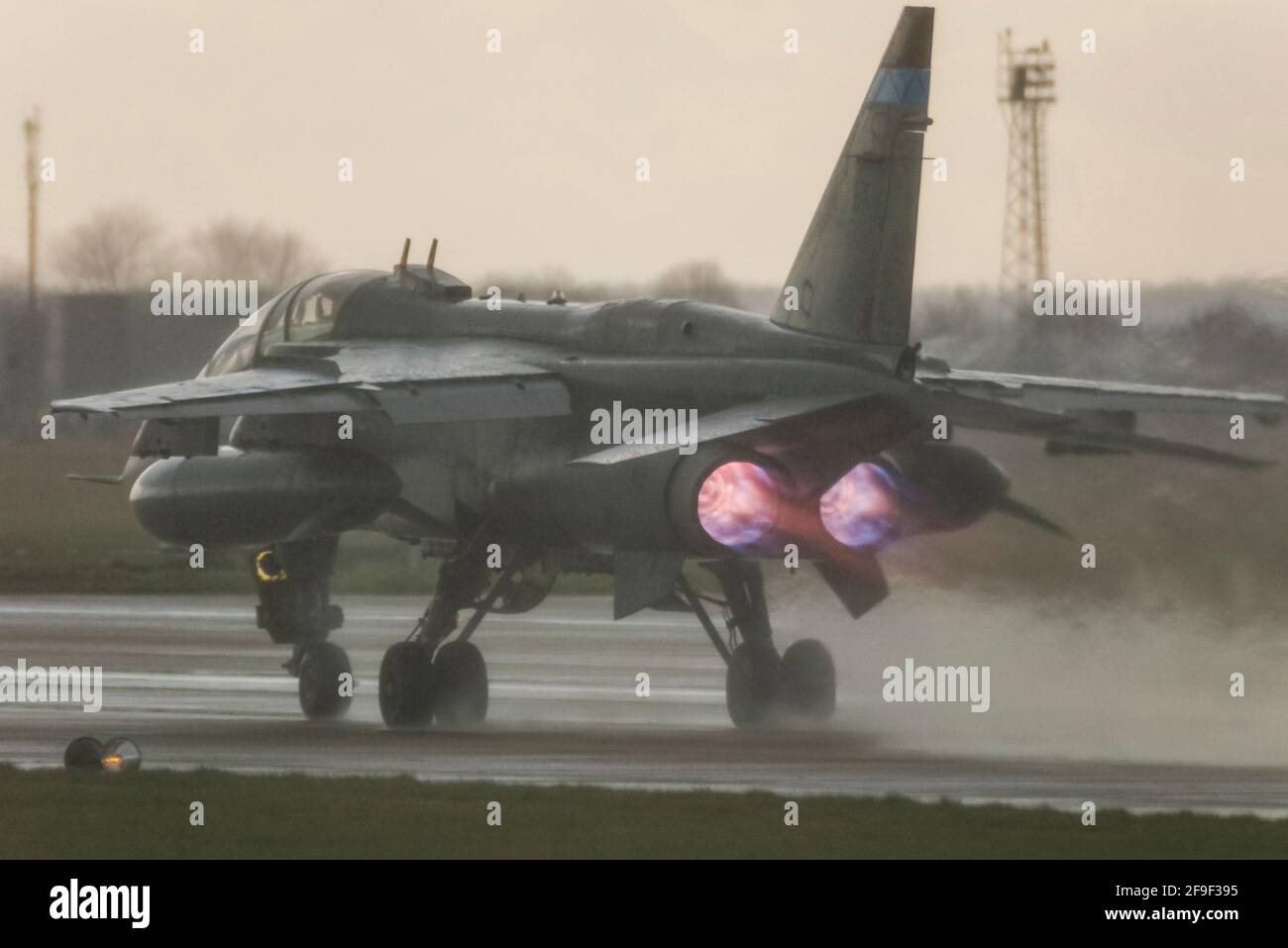 Royal Air Force, RAF, Sepecat Jaguar jet fighter plane taking off with ...