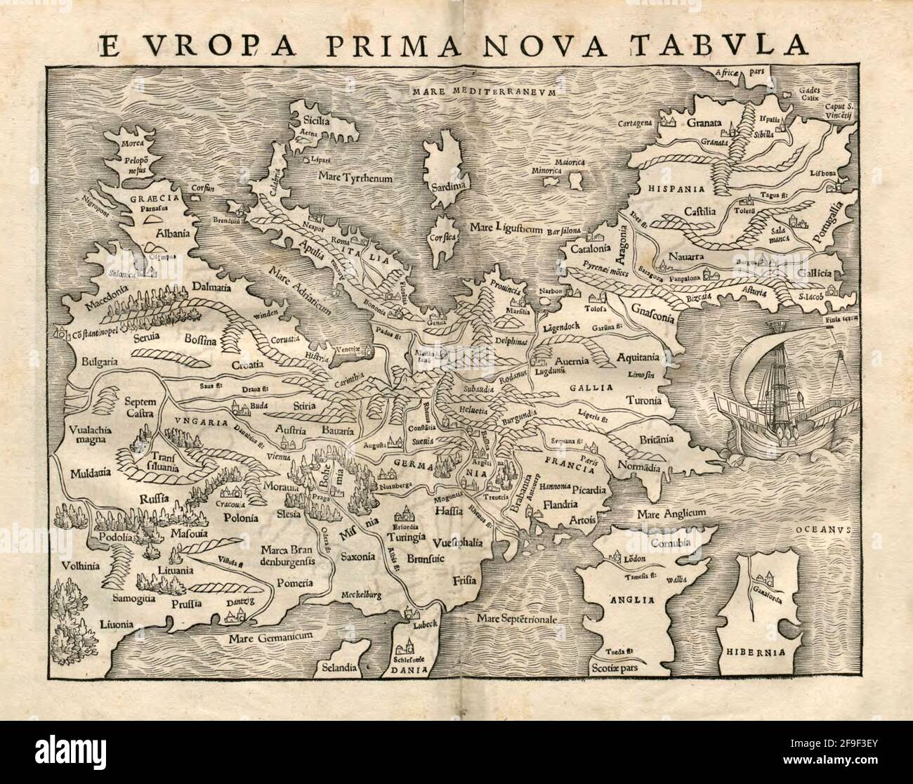 Beautiful vintage hand drawn map illustration of Europe from Geographia ...