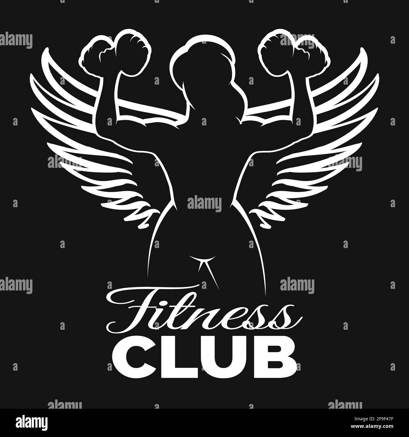 Bodybuilder or Fitness Club Template. Silhouette Athletic Woman with ...