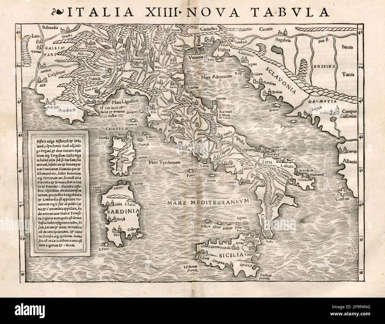 Beautiful vintage hand drawn map illustration of Italy from Geographia ...
