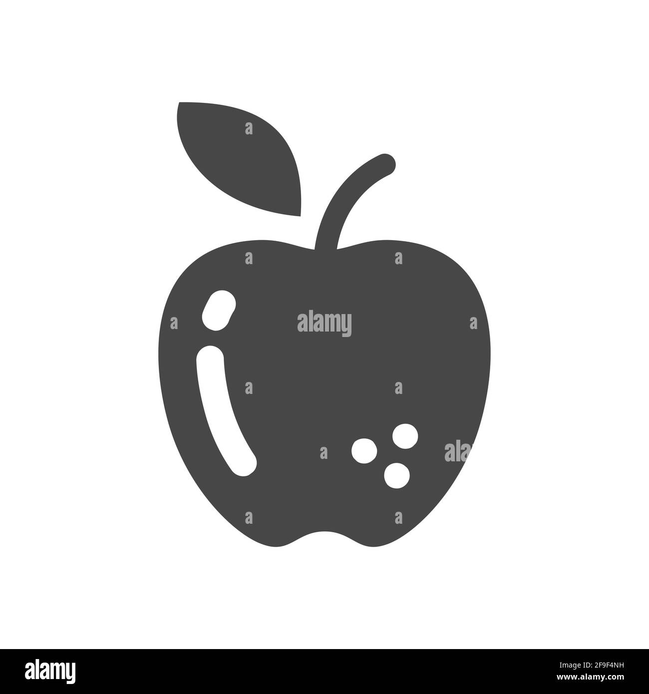 Apple black vector icon. Simple fruit symbol with leaf Stock Vector ...