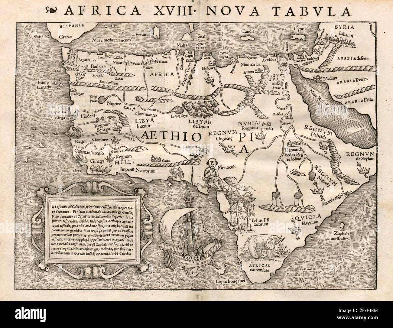 Beautiful vintage hand drawn map illustration of Africa from Geographia ...