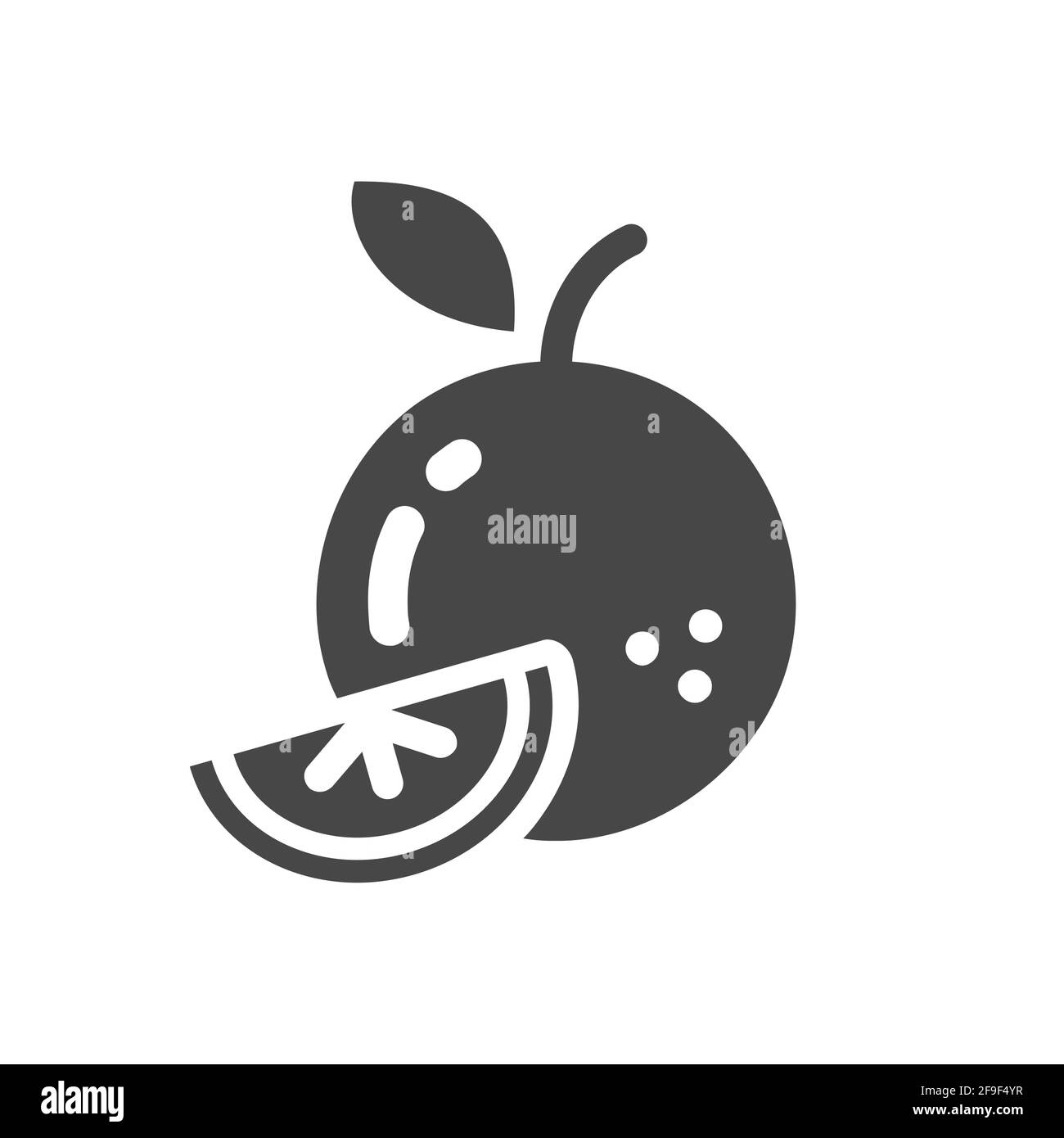 Orange black vector icon. Simple fruit symbol with leaf Stock Vector ...