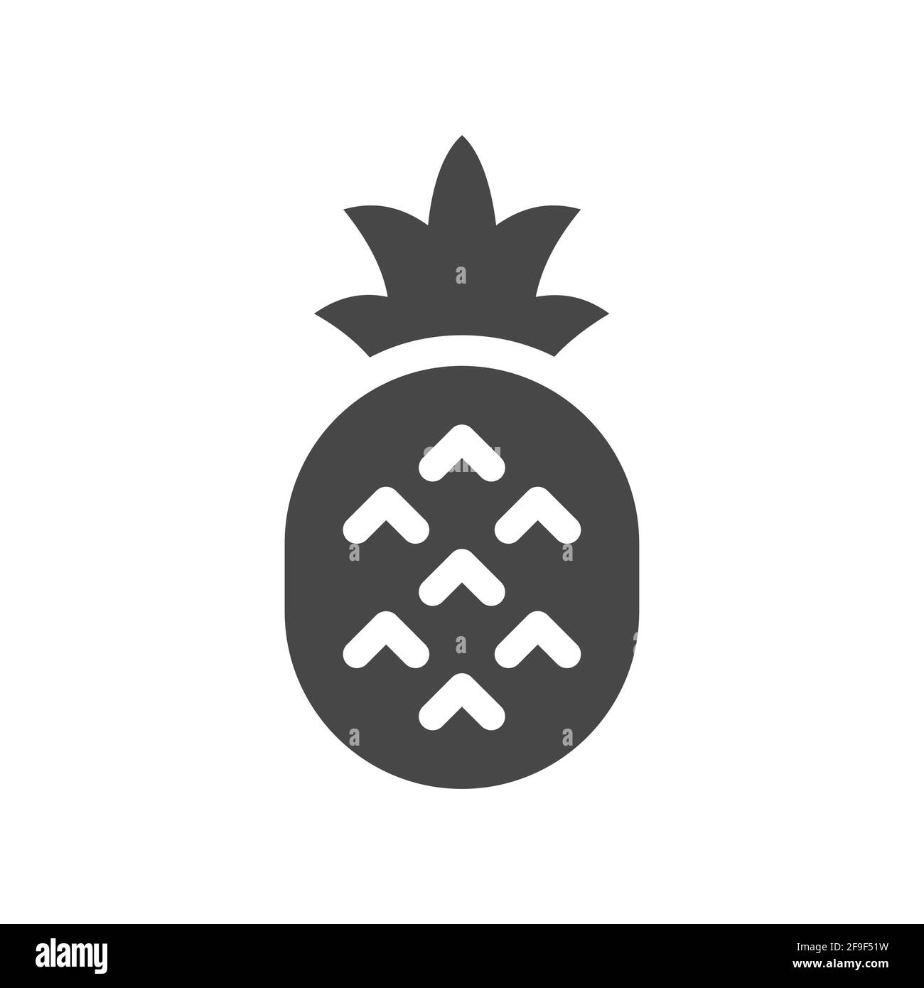 Pineapple black vector icon. Simple fruit symbol with leaf Stock Vector ...