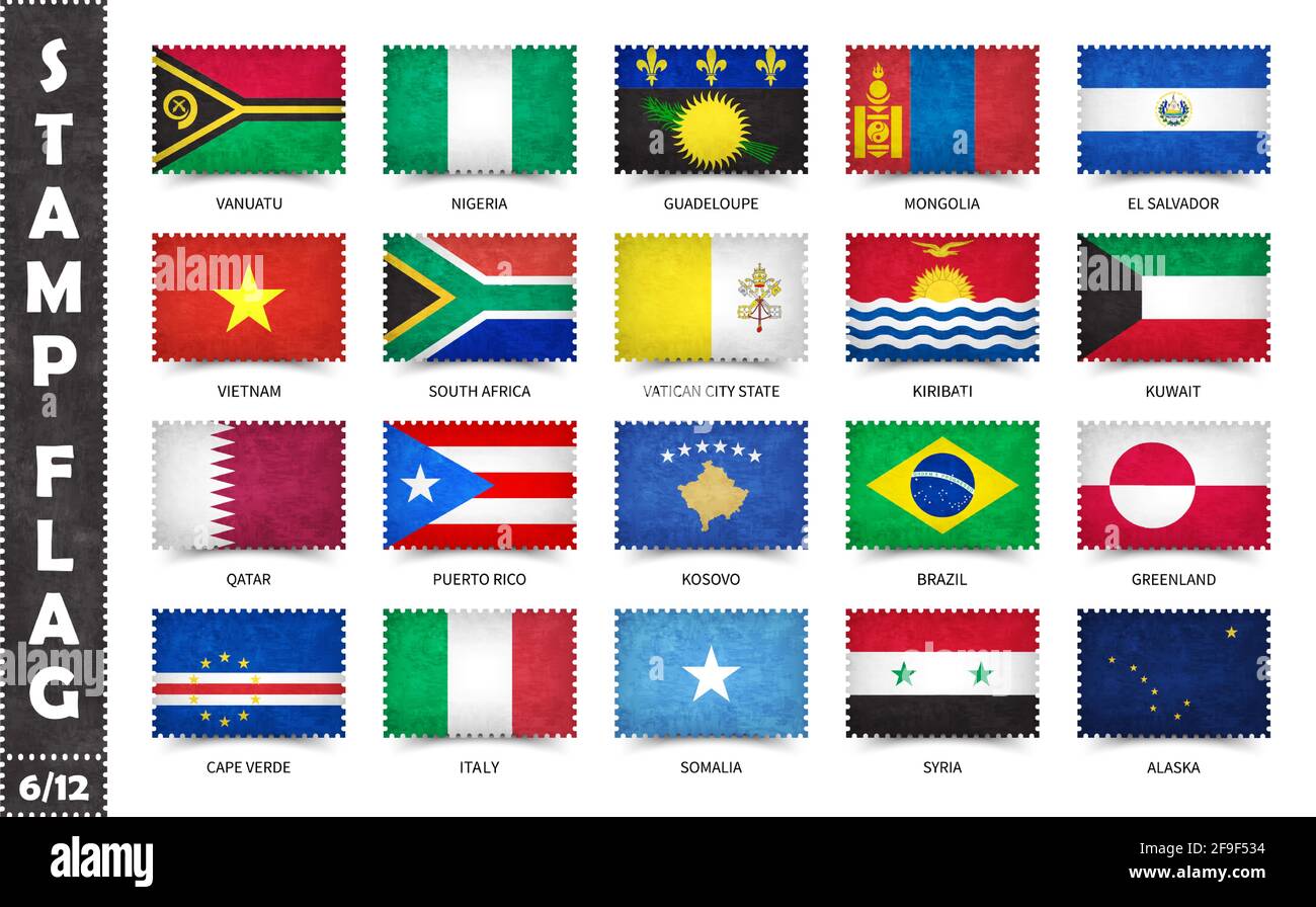 Stamp with official country flag pattern and old grunge texture and ...