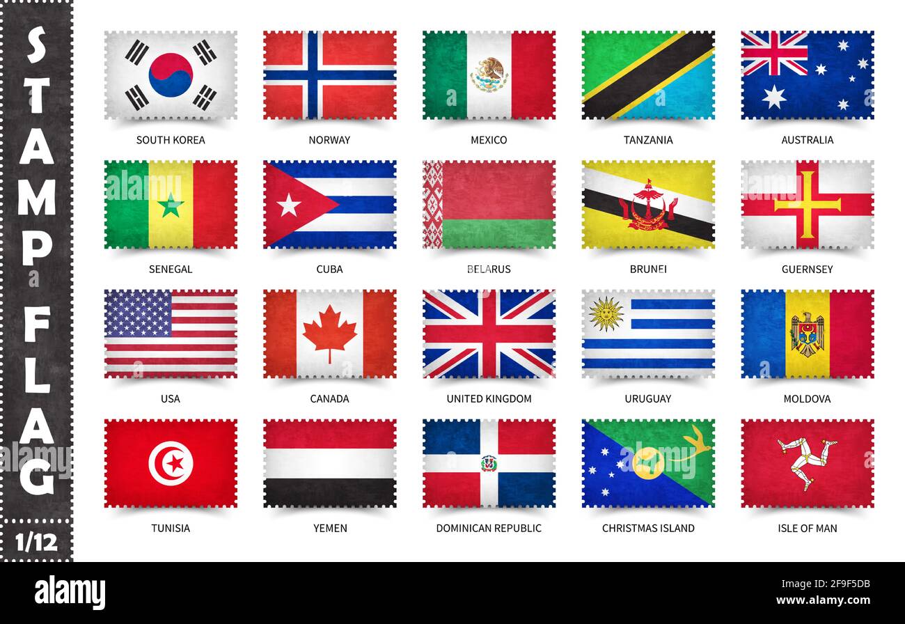 Stamp with official country flag pattern and old grunge texture and ...