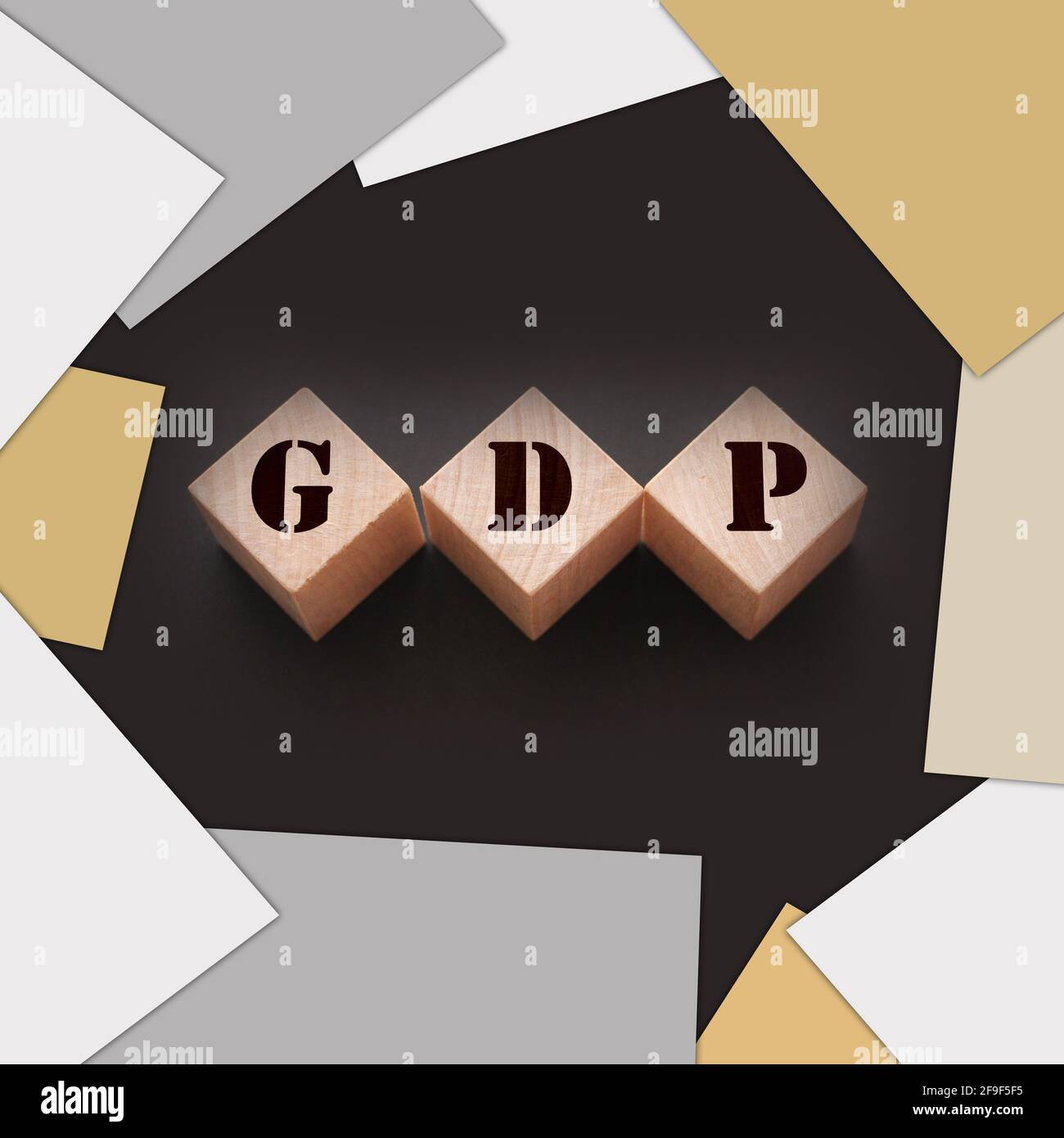 GDP, Gross Domestic Product concept, cube wooden block with alphabet ...