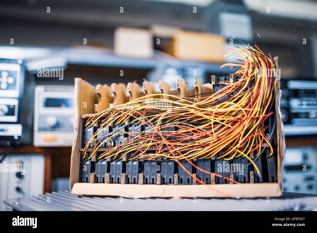 Bundle of cut thin wires with color connections Stock Photo - Alamy