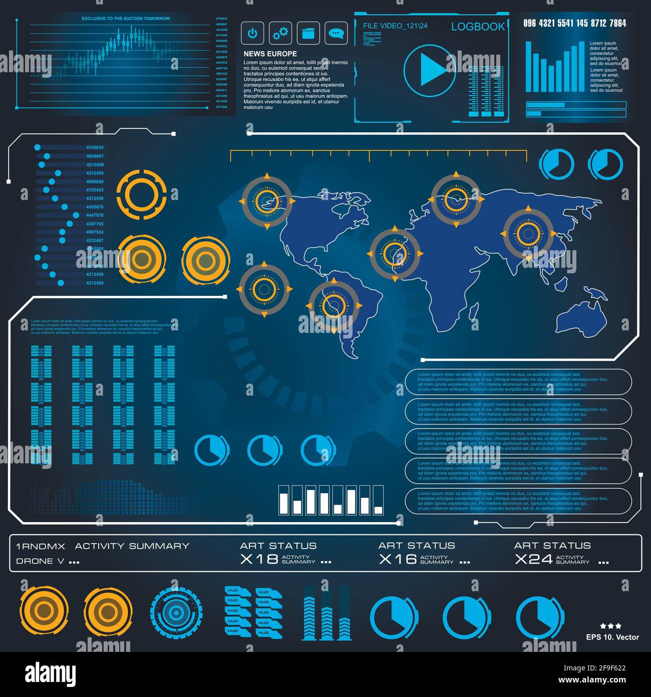 Futuristic blue virtual graphic touch user interface Stock Vector Image ...