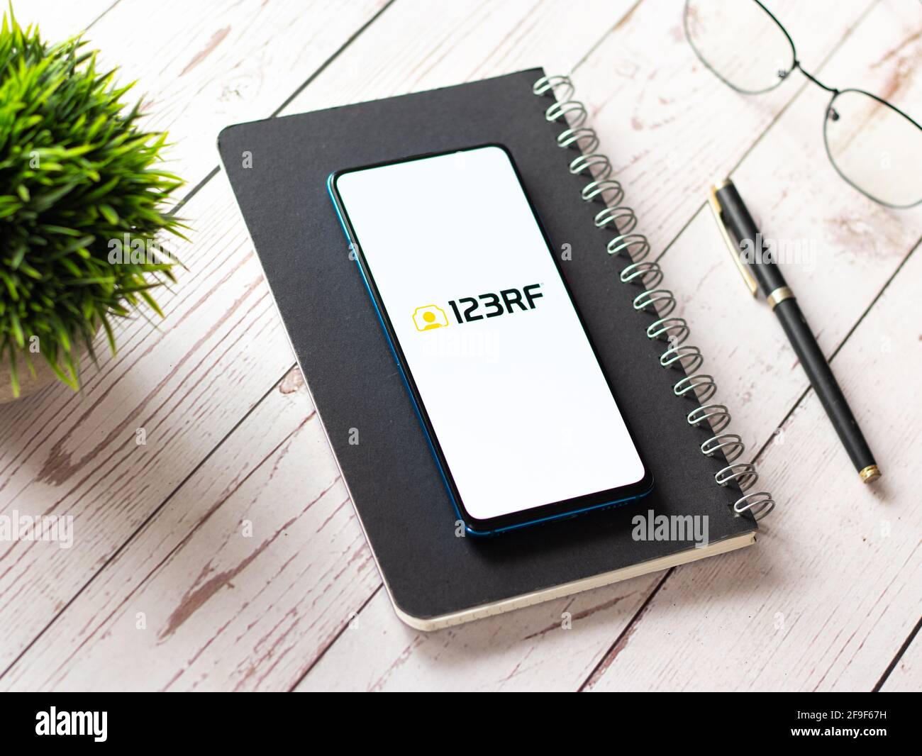 Assam, india - April 19, 2021 : 123RF logo on phone screen stock image ...