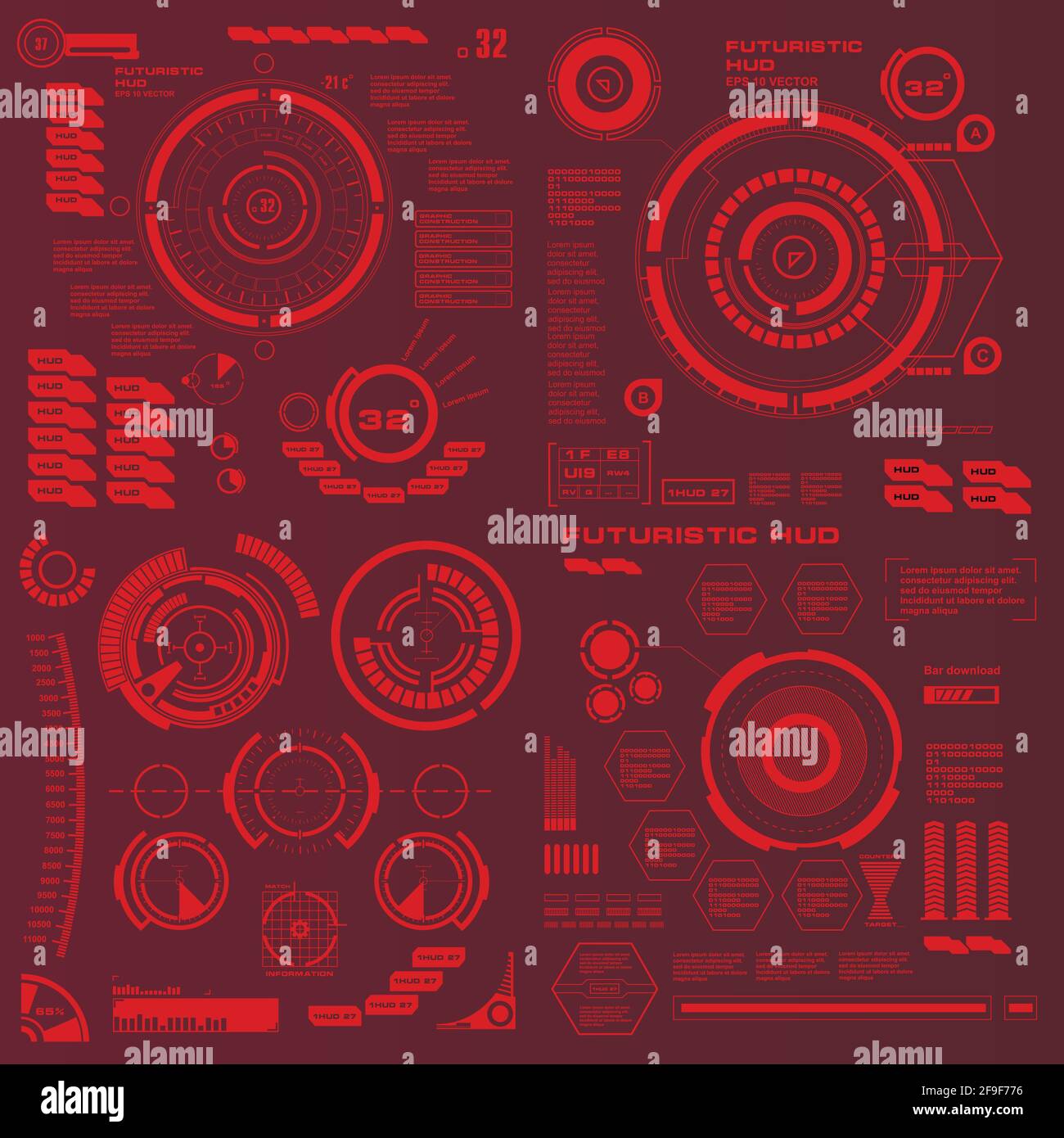 Futuristic red virtual graphic touch user interface Stock Vector Image ...