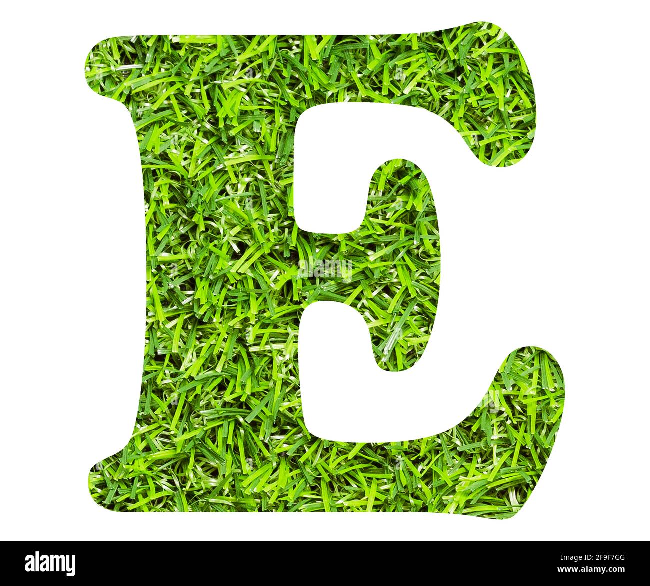 Letter E - Artificial green grass background Stock Photo - Alamy