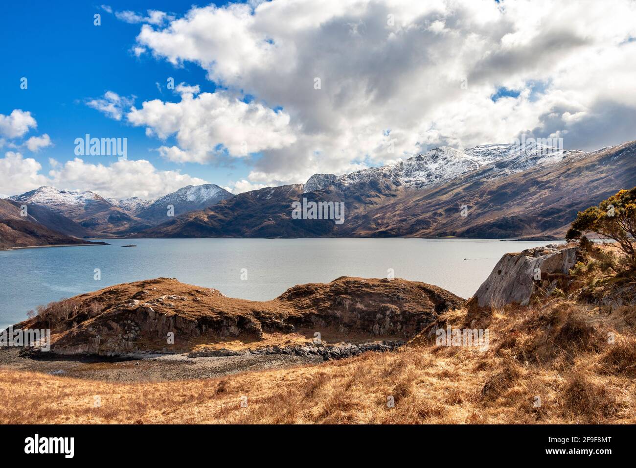 GLENELG HIGHLANDS SCOTLAND THE ROAD TO ARNISDALE AND VIEW OF LOCH HOURN ...