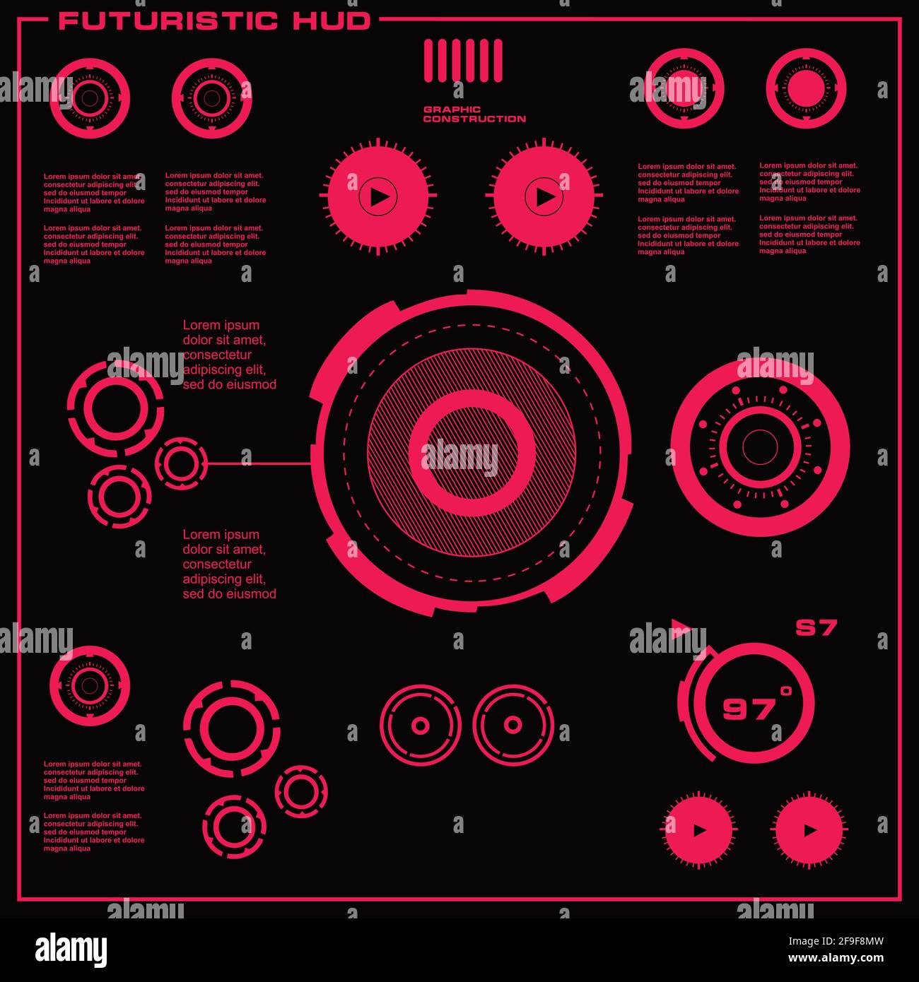 Red hud interface hi-res stock photography and images - Alamy
