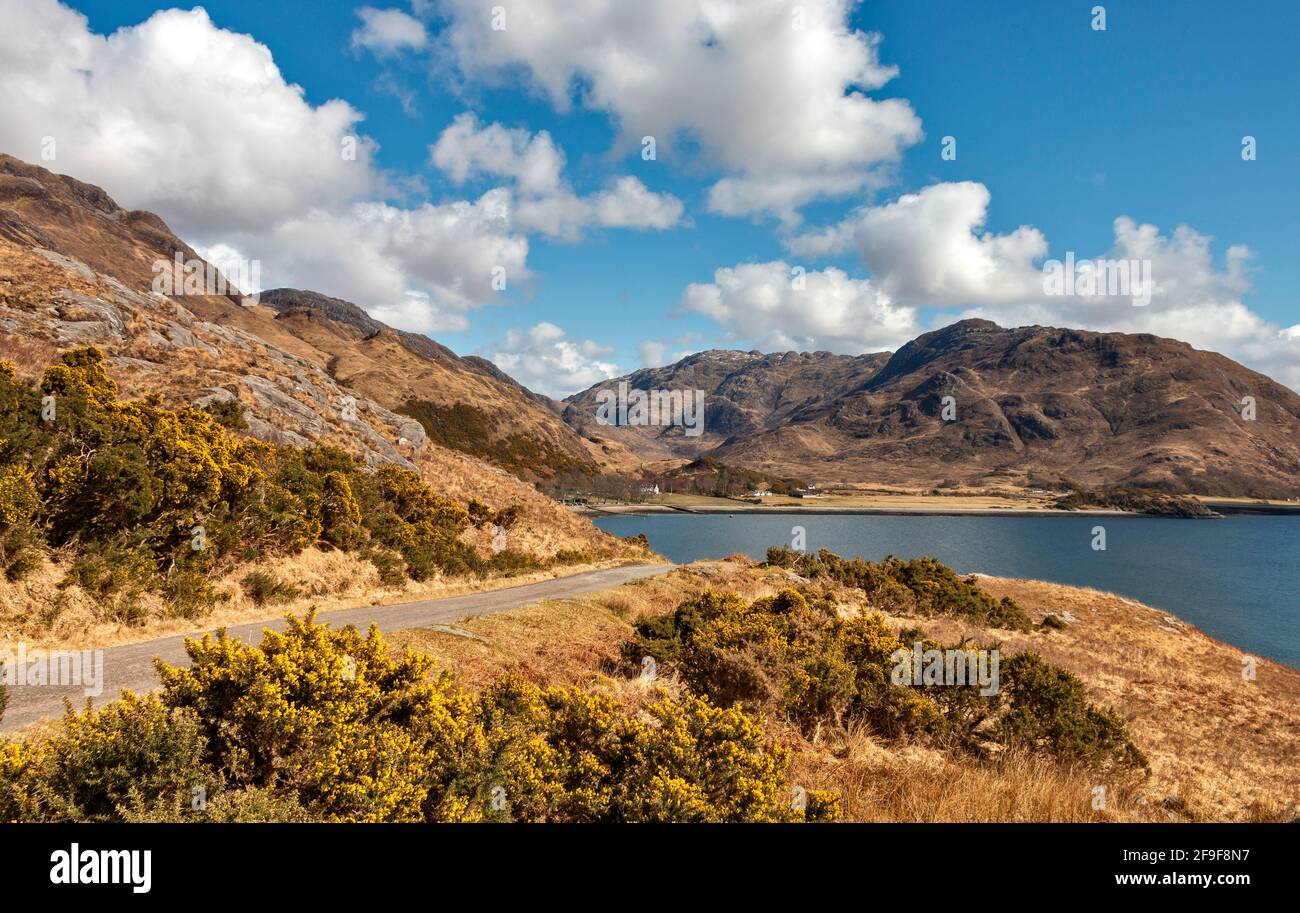 GLENELG HIGHLANDS SCOTLAND THE ROAD TO ARNISDALE AND VIEW OF LOCH HOURN ...
