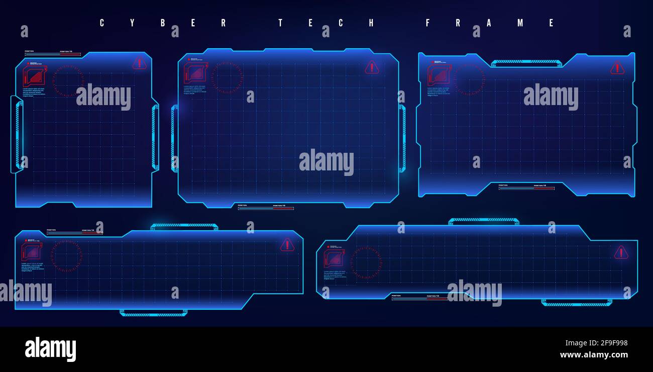 Cybertech Hud Futuristic Hud Set Frame Virtual Screen Cyber Tech Stock