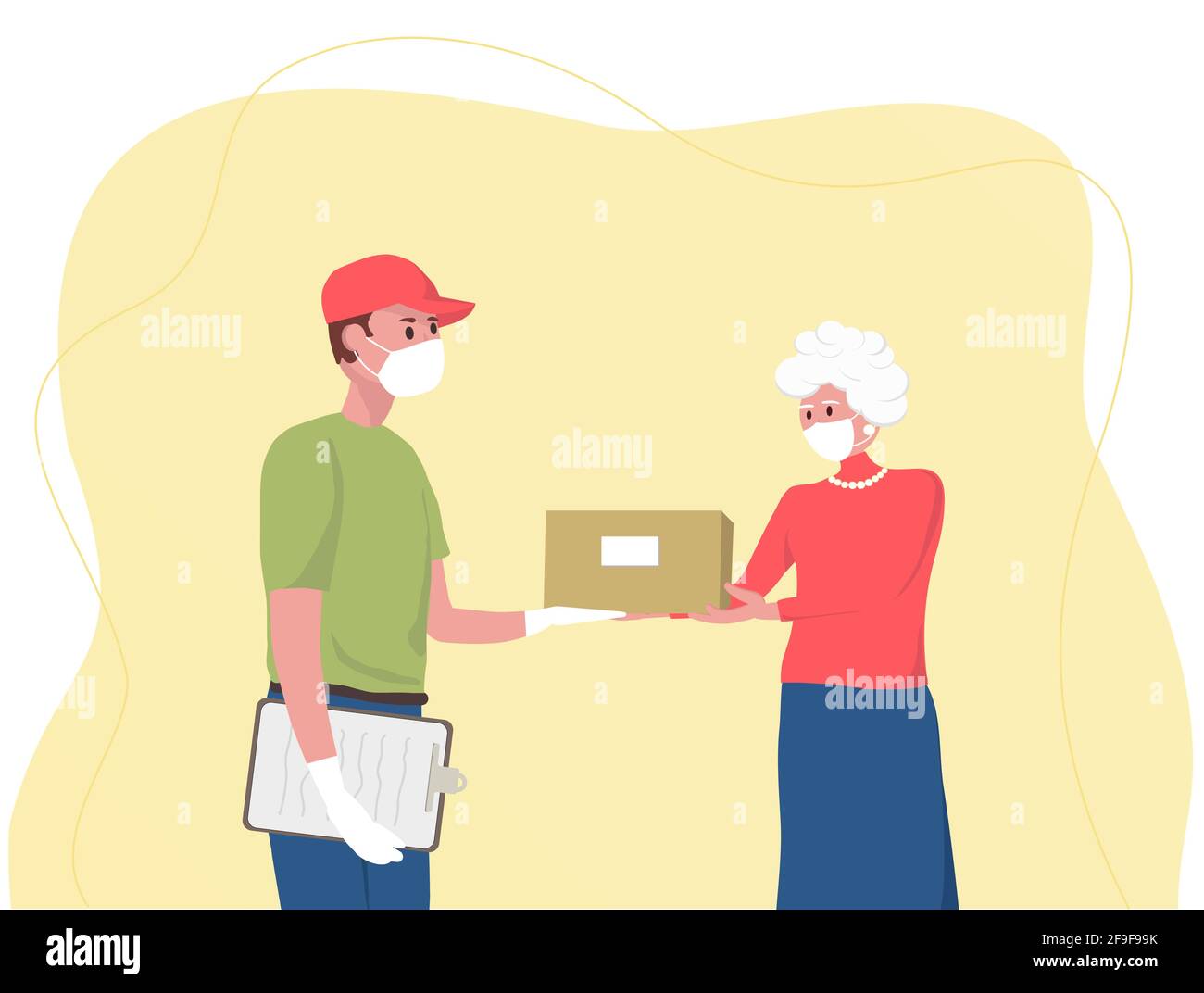 Woman parcel door delivery Stock Vector Images - Alamy
