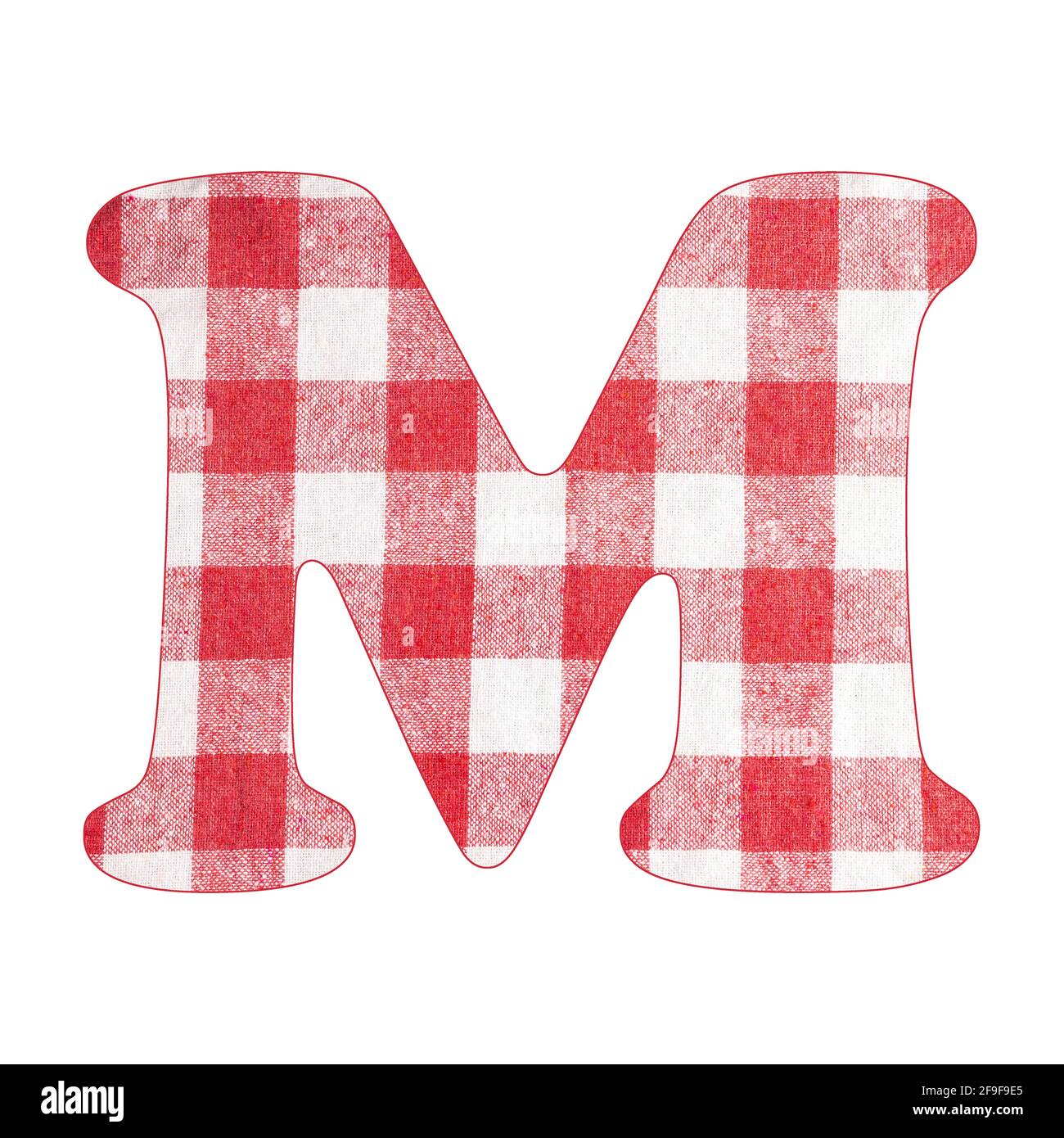 Letter M - Red checkered napkin background Stock Photo - Alamy