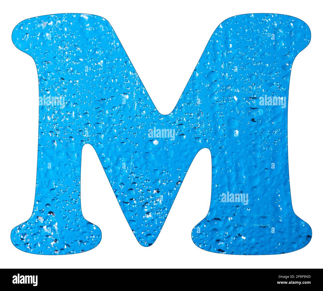 Letter M, Blue water drops Stock Photo - Alamy