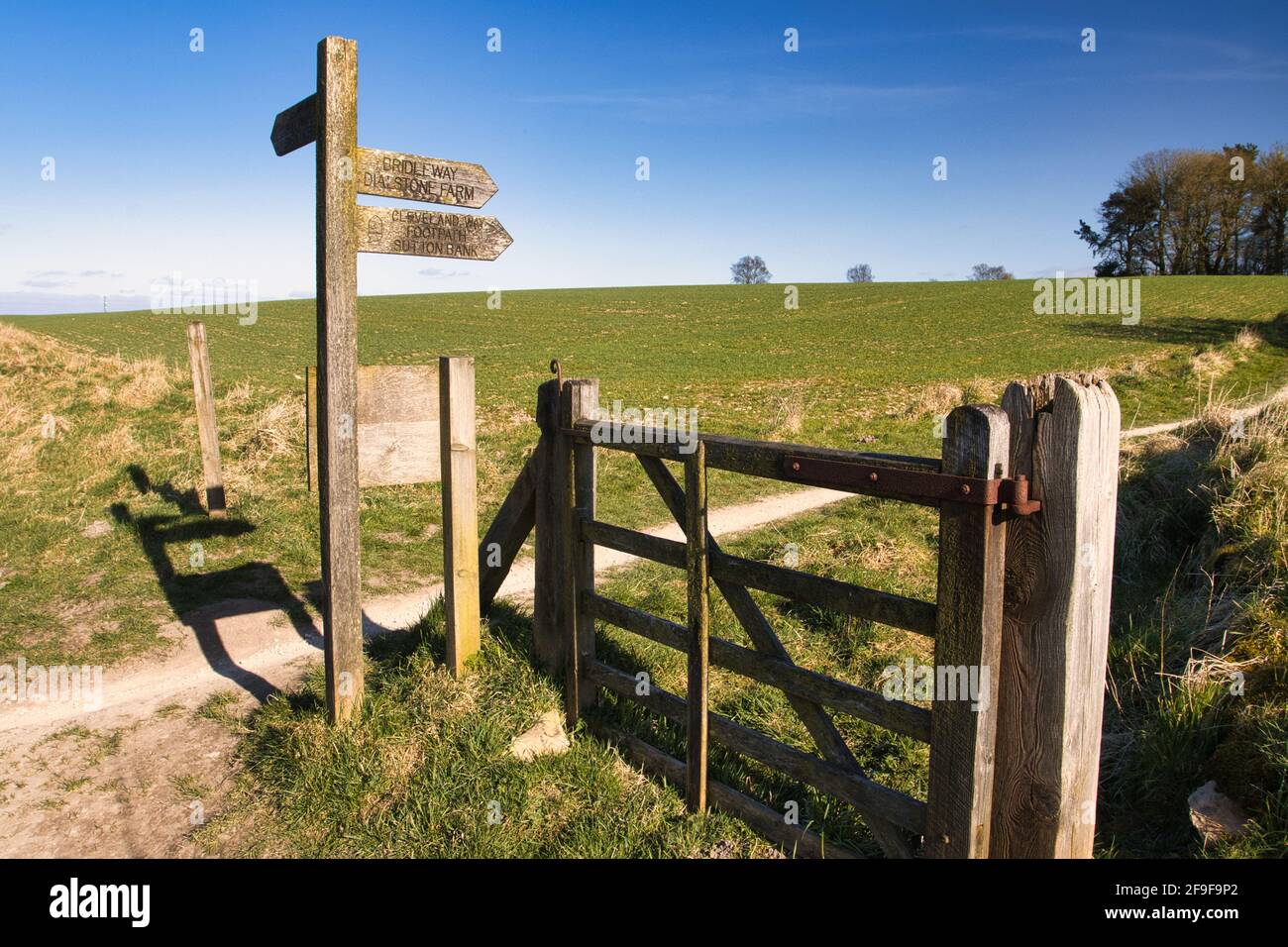 View of Footpaths and Signs at Sutton Bank, North Yorkshire, England ...