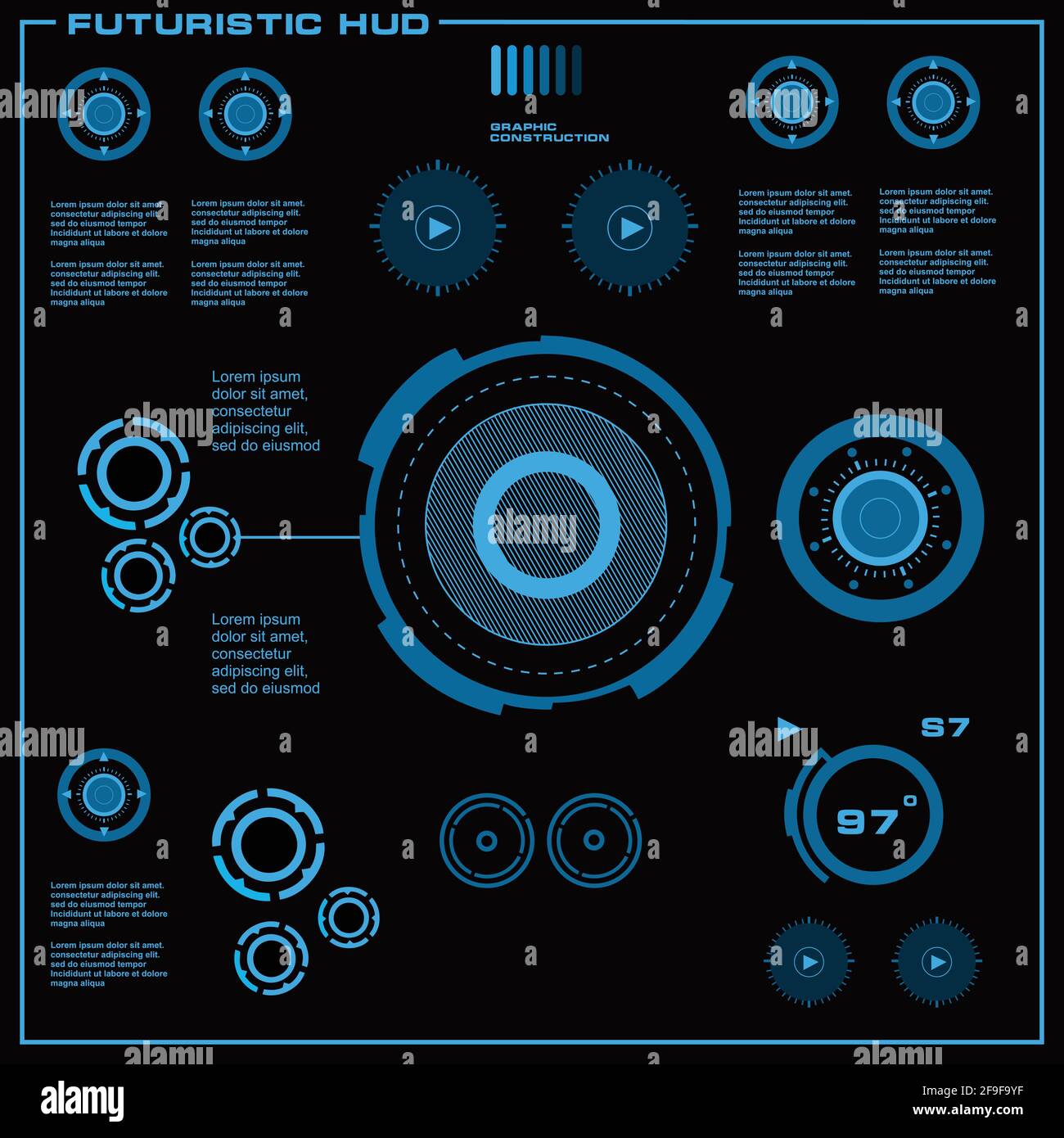 Futuristic blue virtual graphic touch user interface Stock Vector Image ...