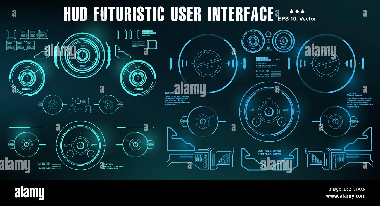 HUD futuristic user interface, dashboard display virtual reality ...