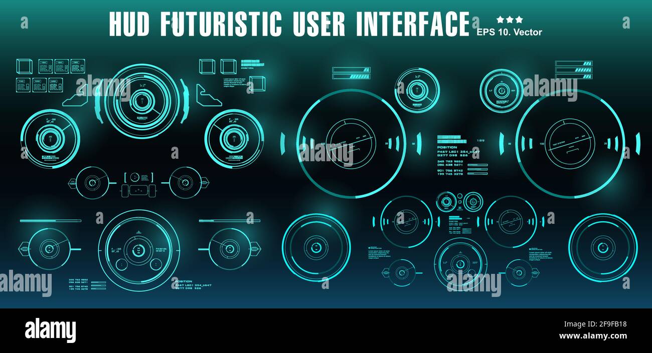 HUD futuristic user interface, dashboard display virtual reality ...