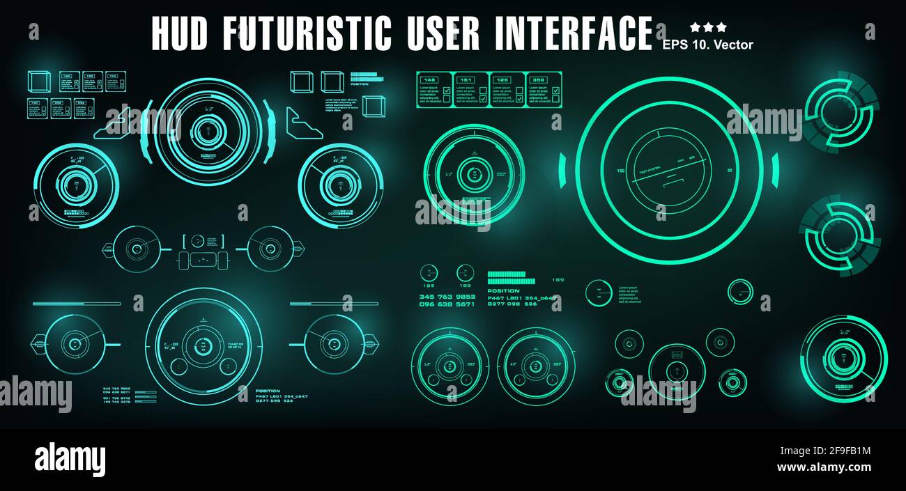 HUD futuristic user interface, dashboard display virtual reality ...