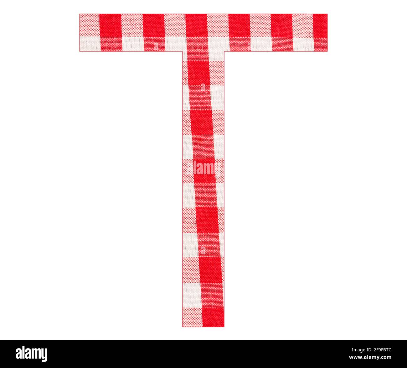 Letter T of the alphabet - Red checkered fabric tablecloth Stock Photo ...