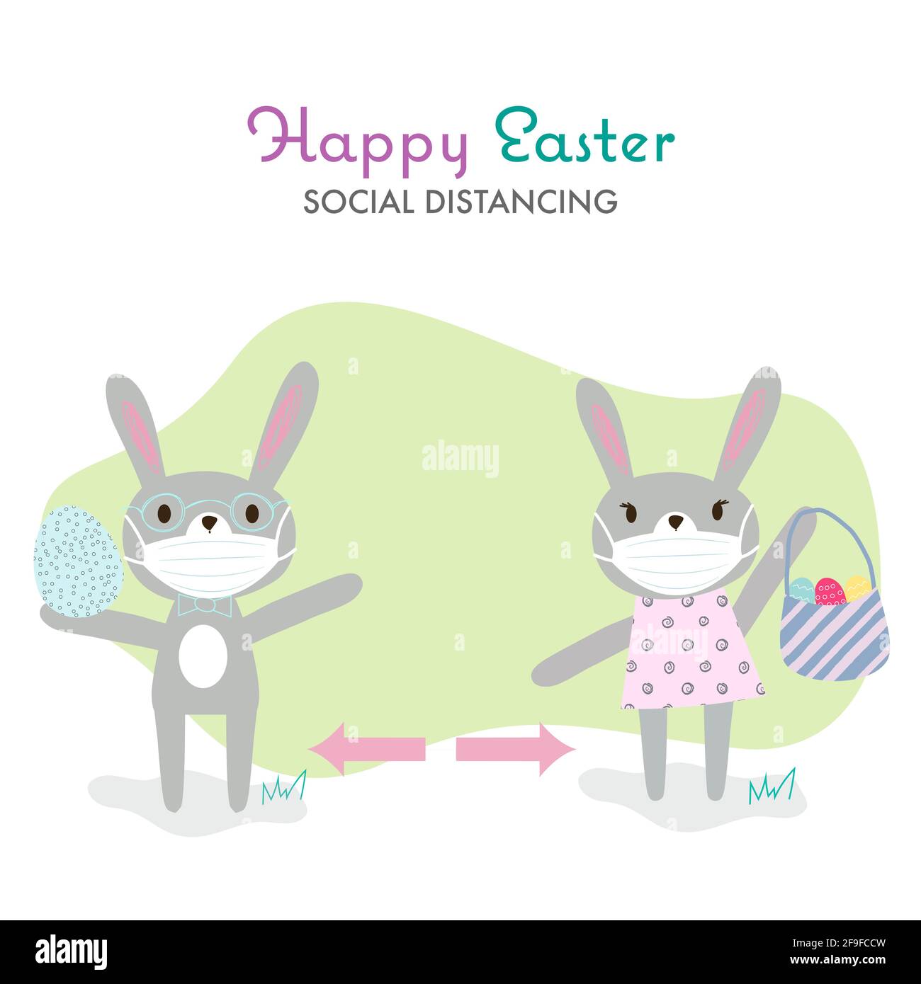Easter rabbits in protective face mask. Easter celebration during the ...