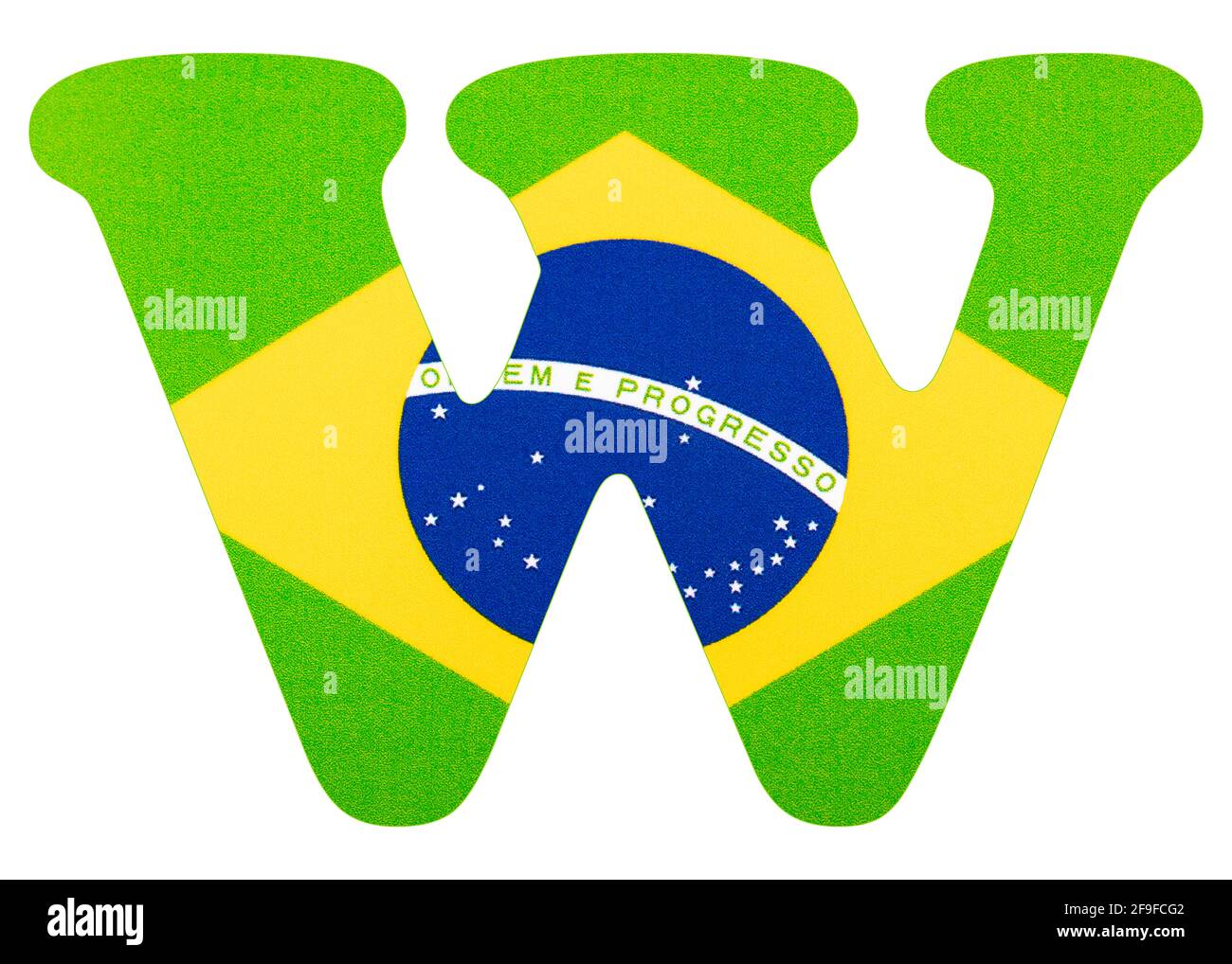 Letter W of the alphabet - Flag of Brazil Stock Photo - Alamy