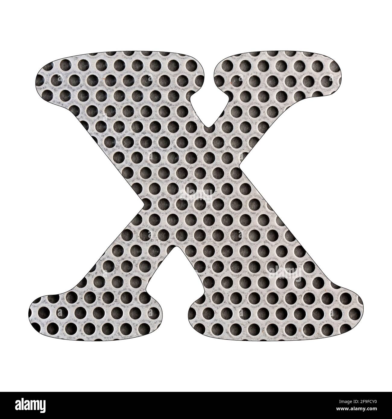 Letter X of the alphabet - Stainless steel punched metal sheet. White ...