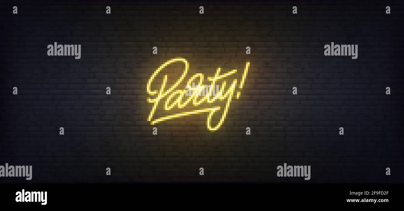 Party neon sign. Glowing neon lettering Party template Stock Vector ...