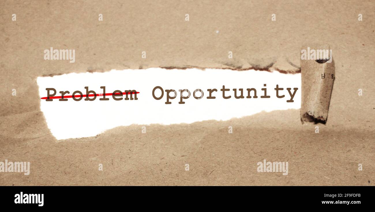 Business concept: with word problem strikeout and Opportunity instead ...