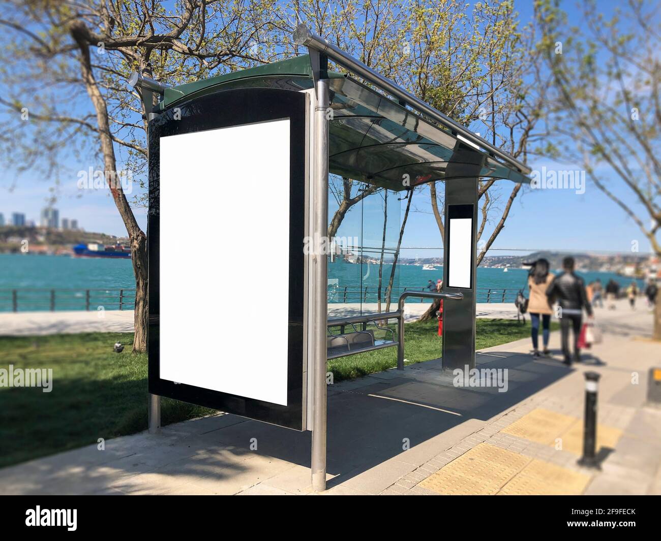 A bus stop with empty poster areas in Istanbul, Turkey Stock Photo - Alamy