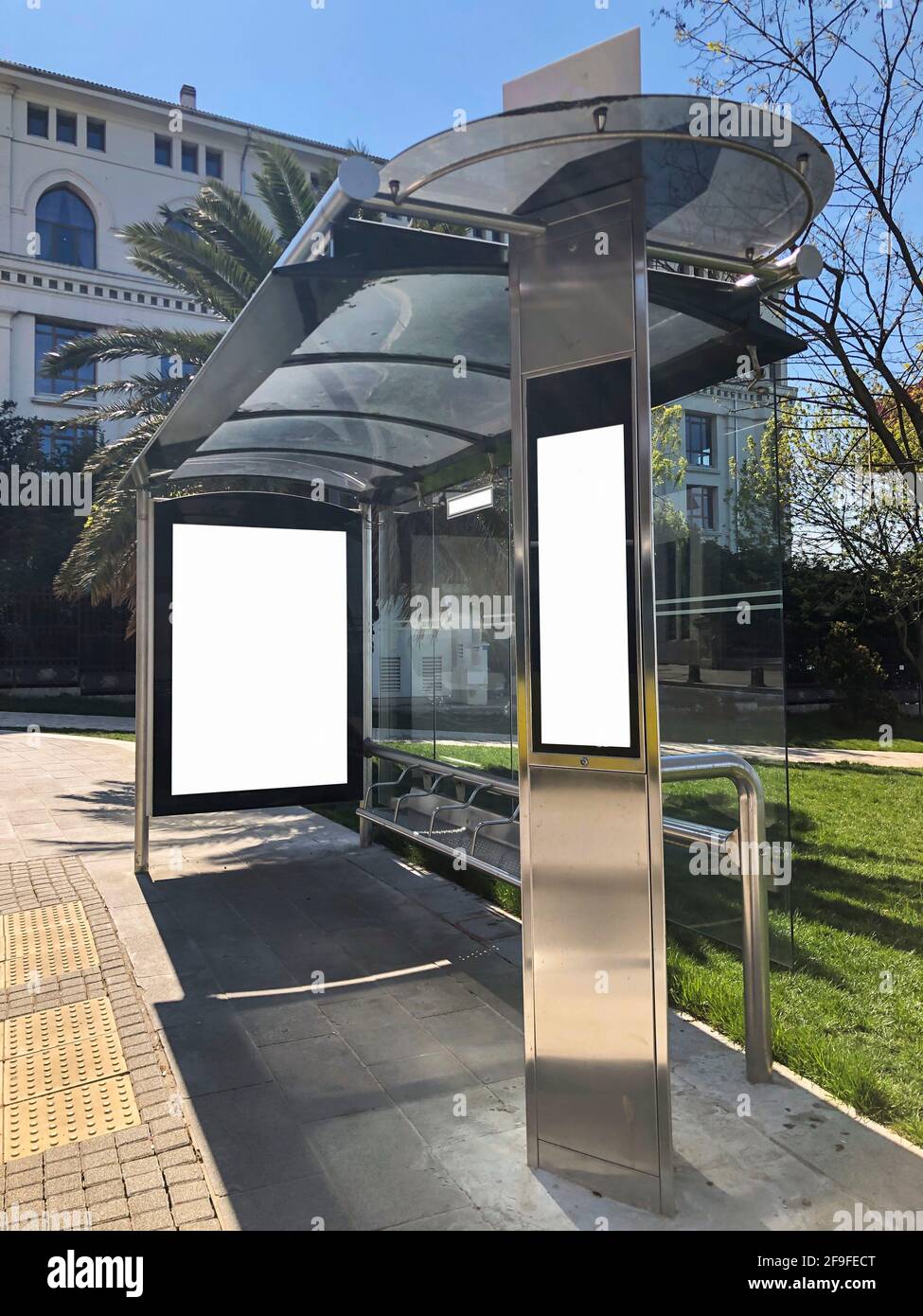 A bus stop with empty poster areas in Istanbul, Turkey Stock Photo - Alamy