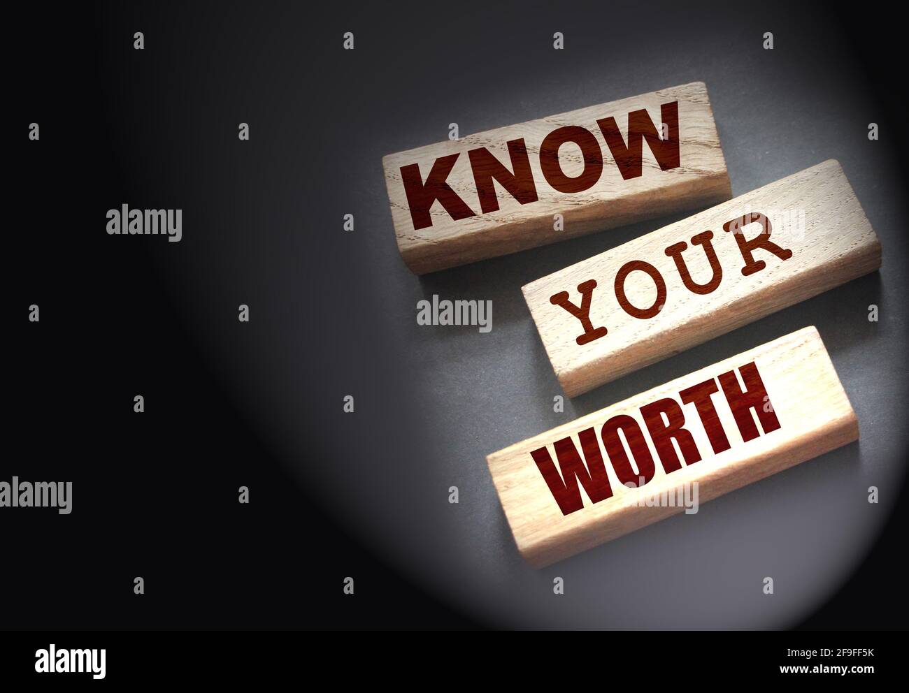 Know Your Worth on wooden blocks. Self motivation coaching HR concept ...