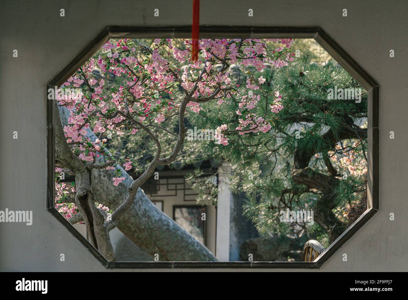 Landscape and buildings in Master of the Nets Garden, a classical ...