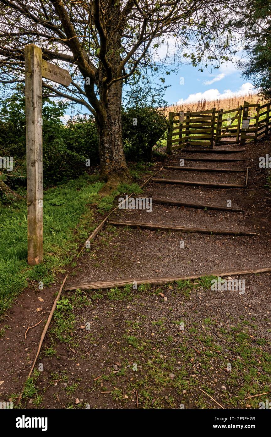 Steps ascending Pipers Hill from the car park on the Flodden ...