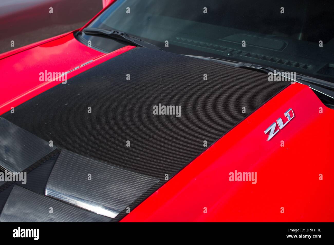 The Carbon Fibre Intakes On The Bonnet Of A Red 2013 Chevrolet Camaro ...