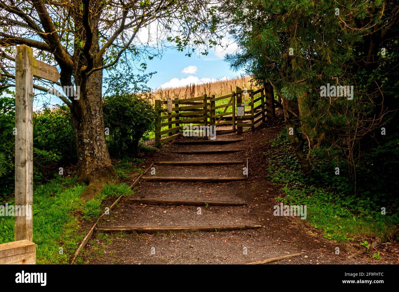 Steps ascending Pipers Hill from the car park on the Flodden ...