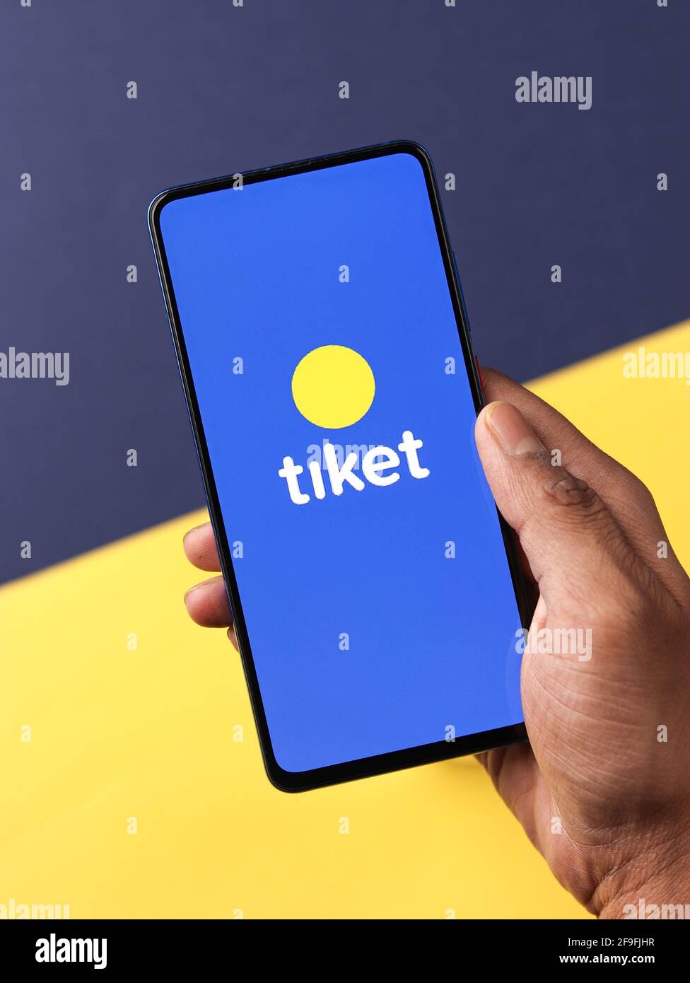 Assam, india - April 19, 2021 : Tiket logo on phone screen stock image ...