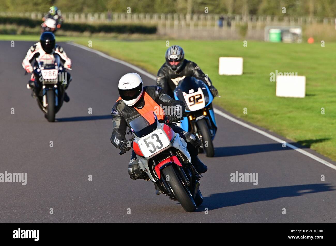 Motorbikes racing at Castle Combe Circuit as part of the NG Road Racing ...