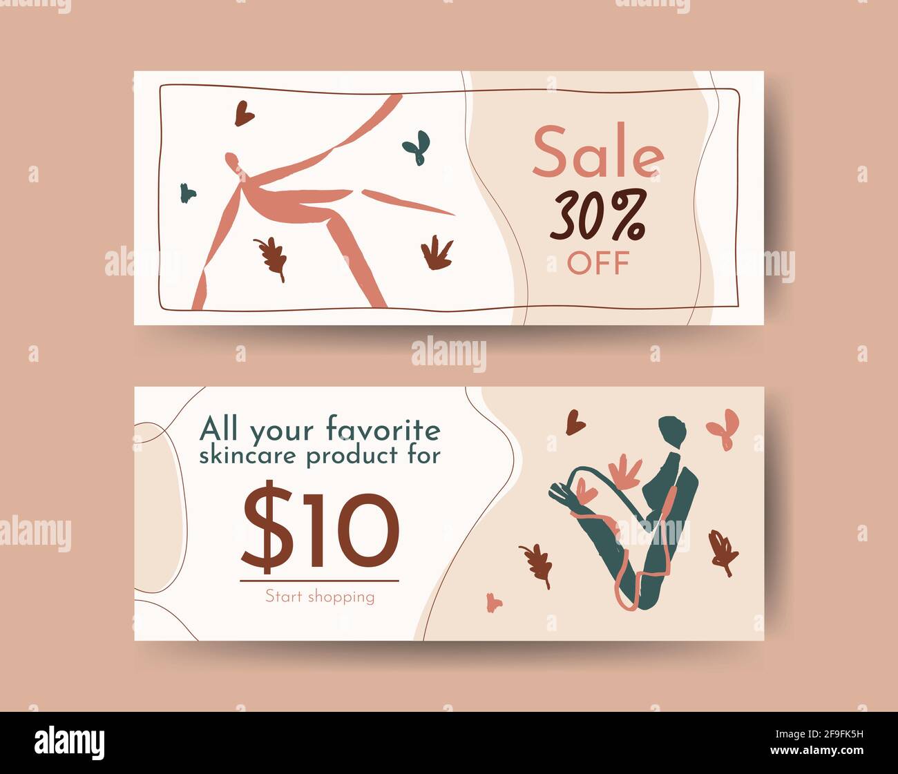 Vector social media horizontal banner, promo sale concept, earth tones ...