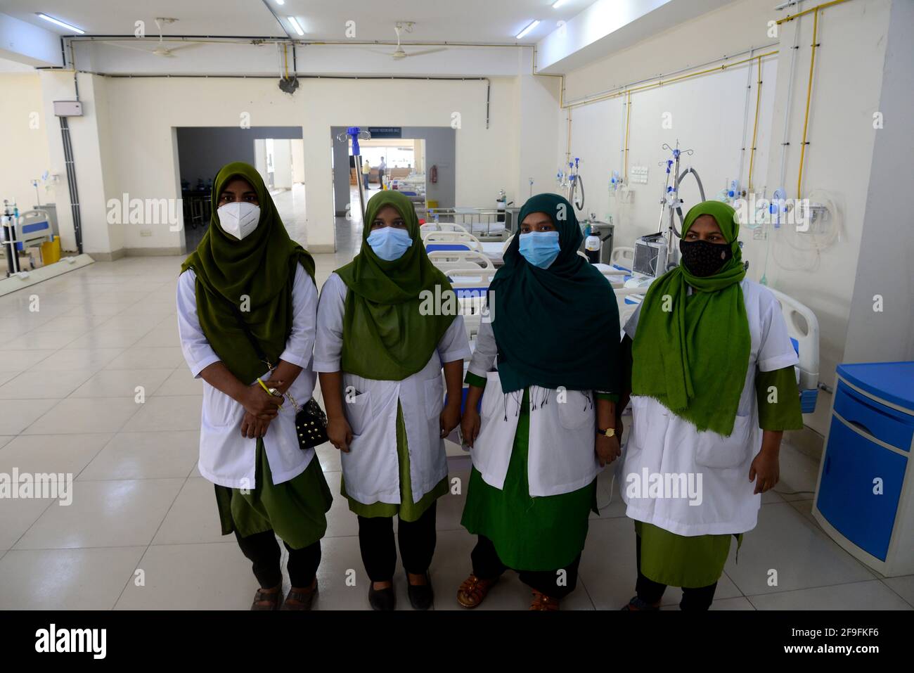 Dhaka, Bangladesh. 18th Apr, 2021. A group of nurses pose for a picture ...