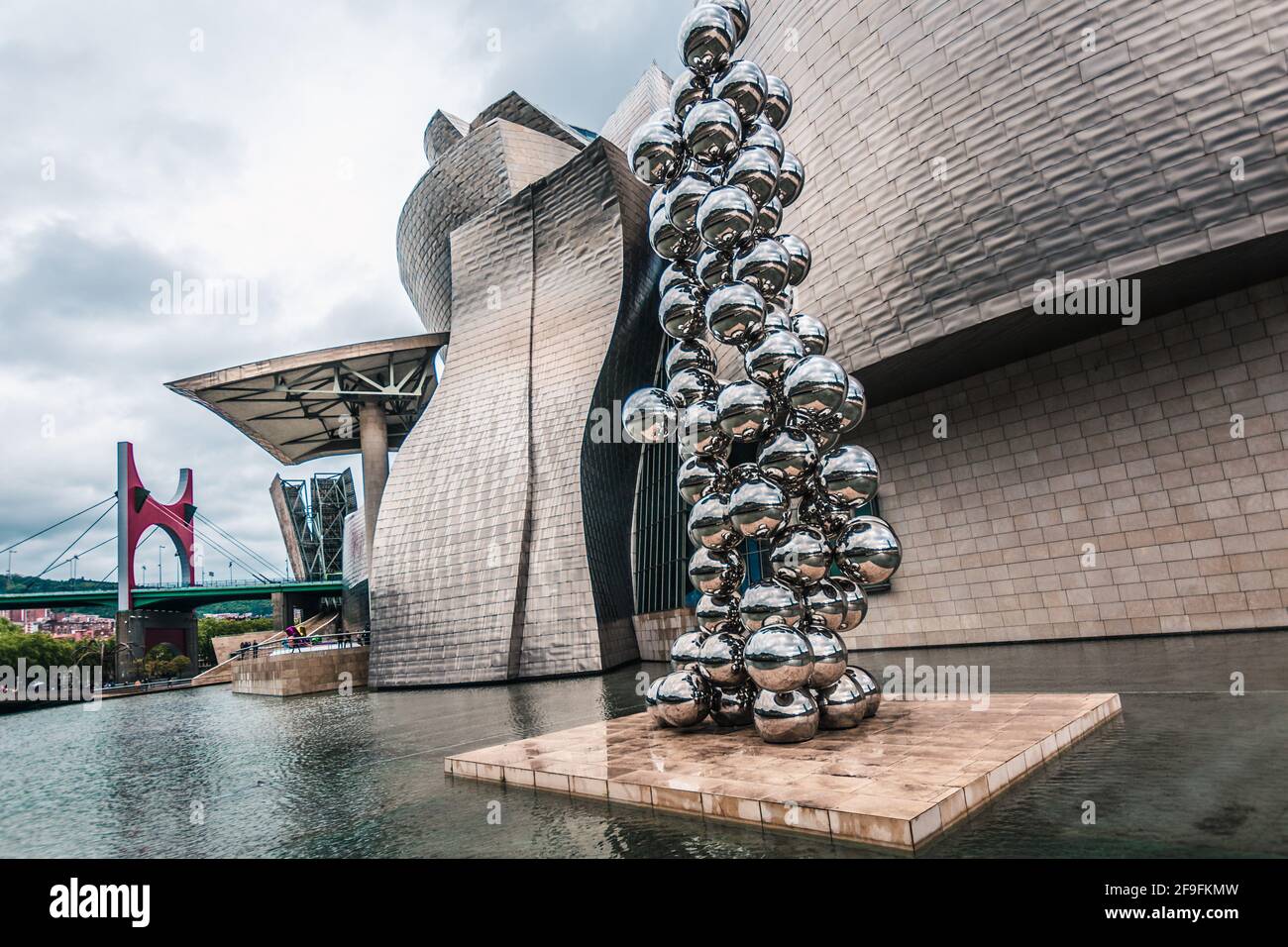 Bilbao, Spain - May 18, 2019: Detailed view of Anish Kapoor's Silver ...