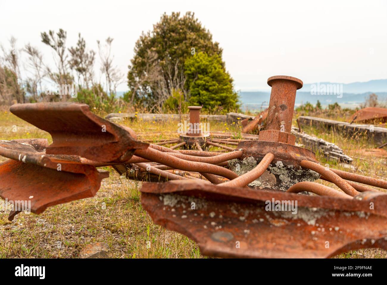 Scrap in the landscape of an old mining factory in the ghost town of ...