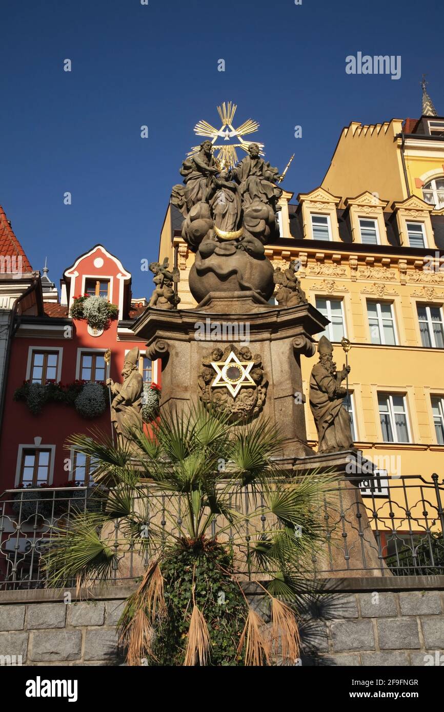 Column of Holy Trinity - Plague pillar in Karlovy Vary. Bohemia. Czech ...
