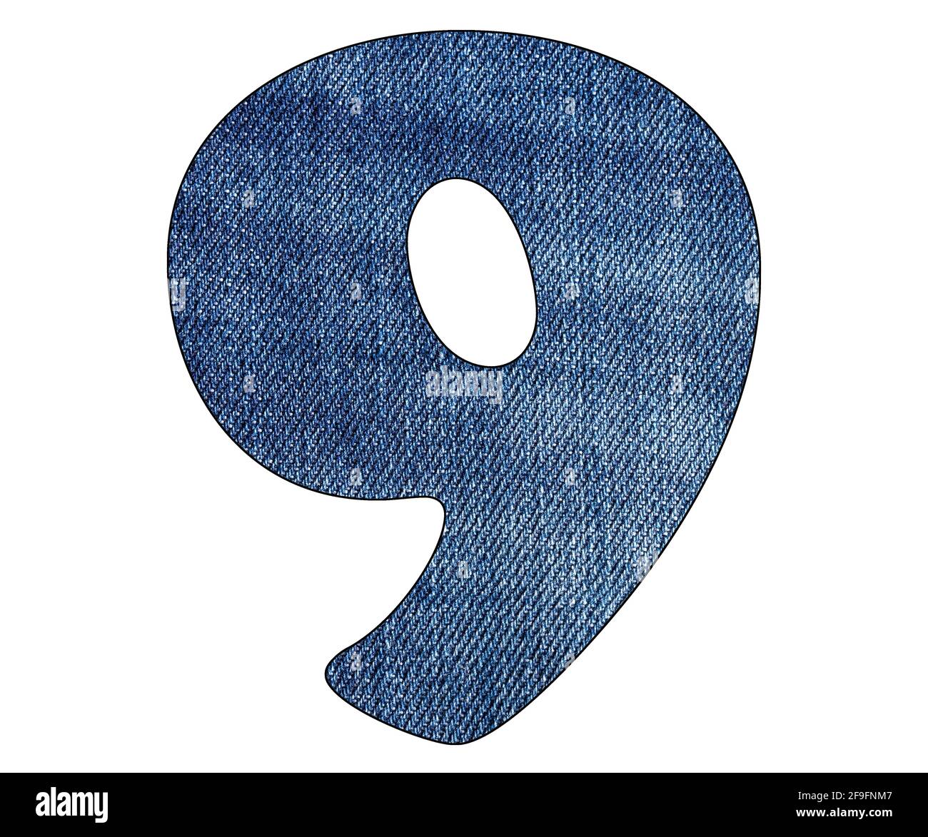 Number 9 - Texture details of denim blue jeans Stock Photo - Alamy