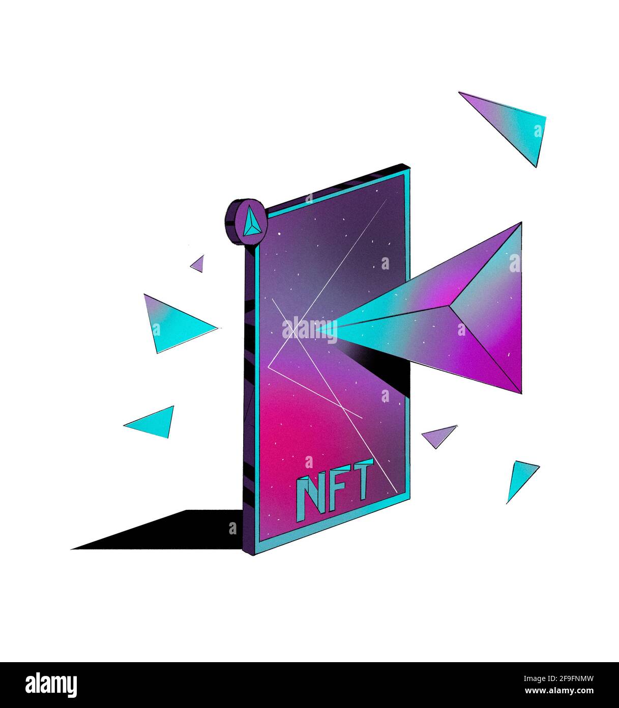 Card with diamond. Cryptoart concept illustration for non-fungible ...